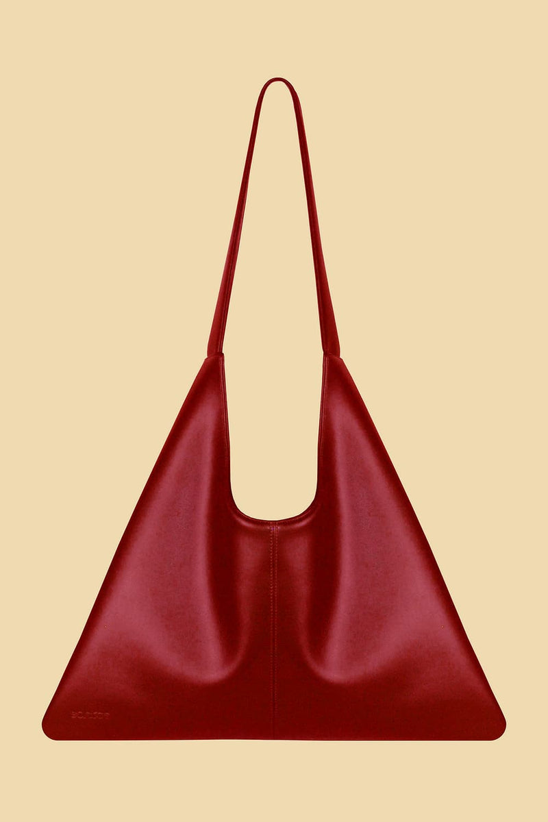 Agave Triangular Tote XL in Burgundy Red | Cactus Leather Handbag ...