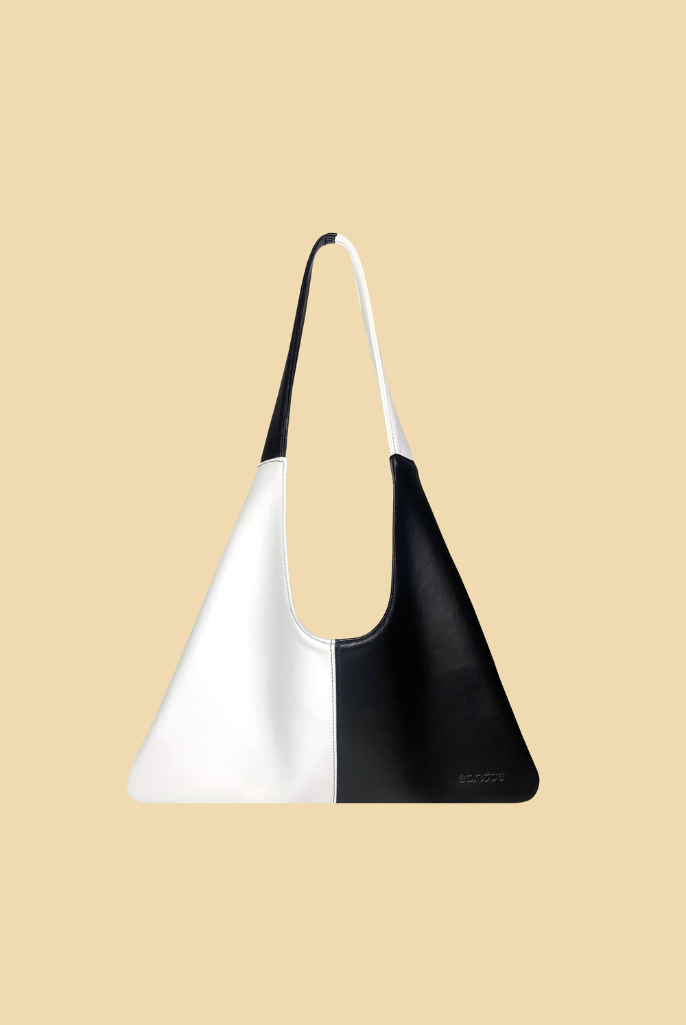Agave Triangular Tote in Black & White | Cactus Leather Handbag ...